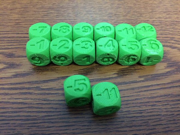 3D Printed Negative Integer Dice | Design Make Teach