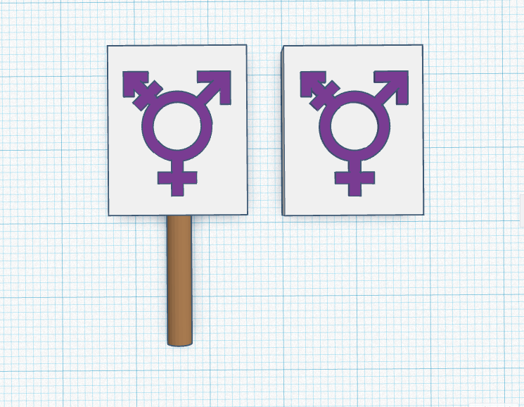 3D Model: Minifig Transgender Sign | Design Make Teach